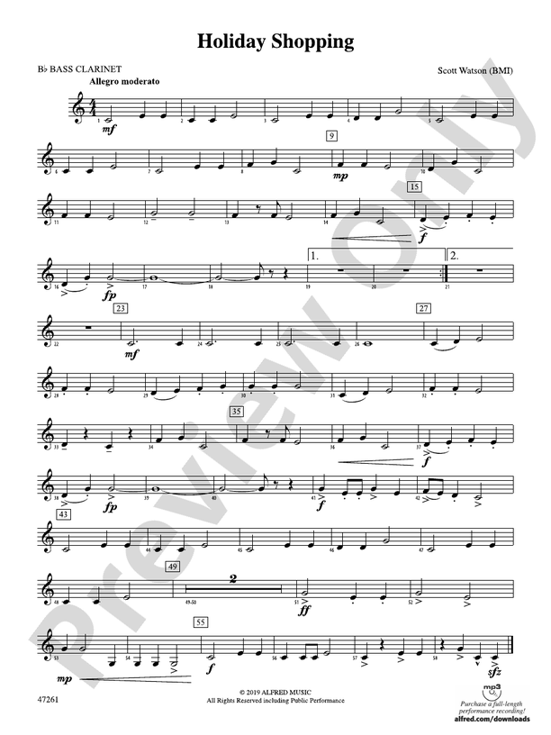 Holiday Shopping: B-flat Bass Clarinet: B-flat Bass Clarinet Part ...