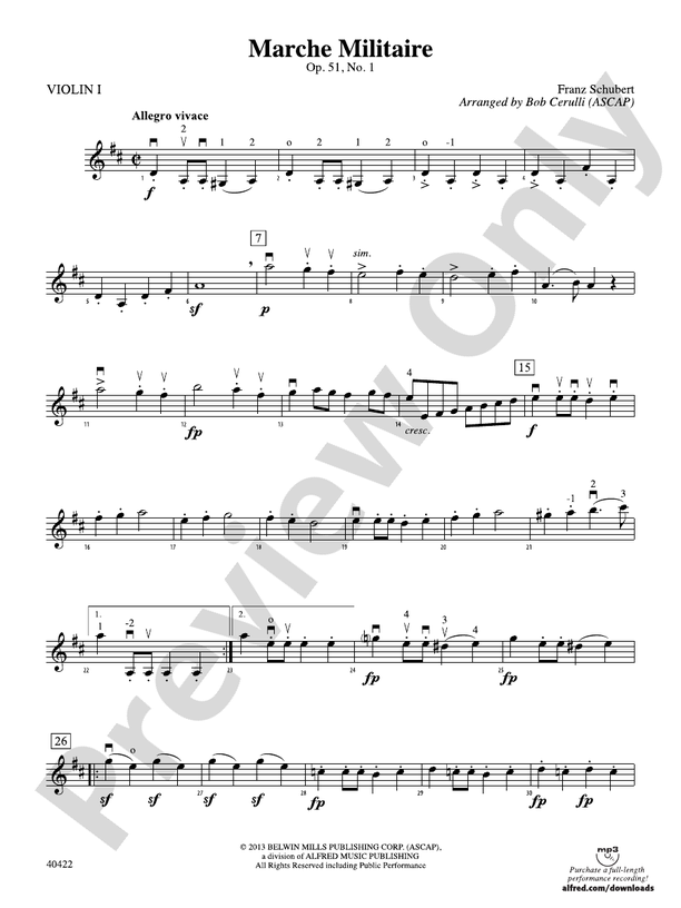 March Militaire: 1st Violin: 1st Violin Part - Digital Sheet Music Download