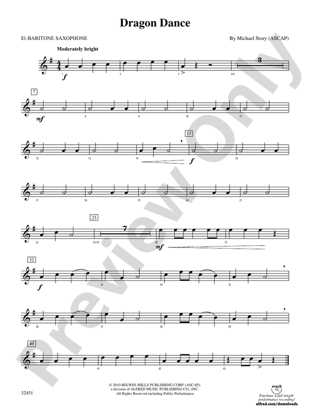 Dragon Dance E Flat Baritone Saxophone E Flat Baritone Saxophone Part