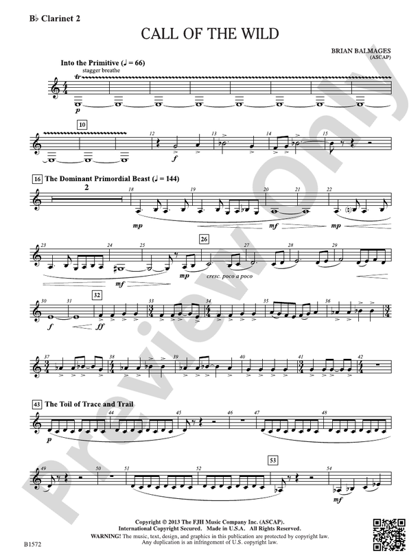 Call of the Wild: B-flat Clarinet 2: B-flat Clarinet 2 Part: Brian ...