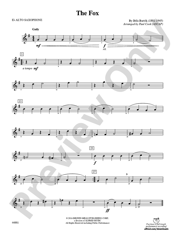 The Fox: E-flat Alto Saxophone: E-flat Alto Saxophone Part - Digital ...