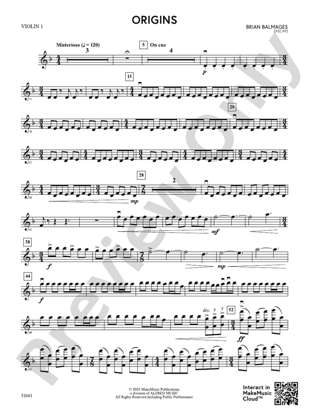 Origins: 1st Violin: 1st Violin Part - Digital Sheet Music Download