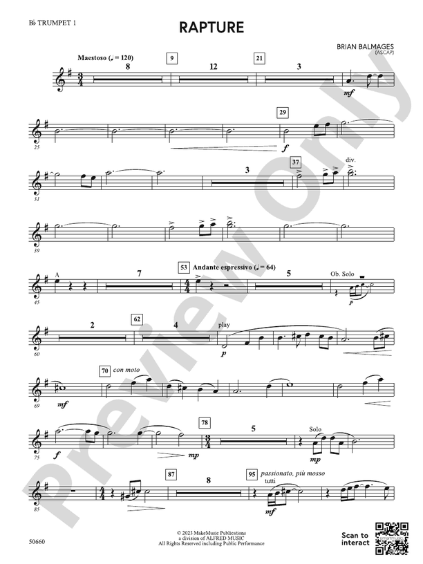Rapture: 1st B-flat Trumpet: 1st B-flat Trumpet Part - Digital Sheet ...