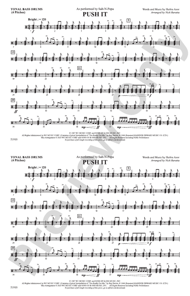 Push It: Tonal Bass Drum: Tonal Bass Drum Part - Digital Sheet Music ...