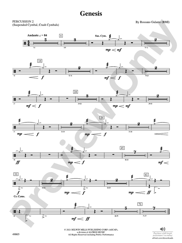 Genesis: 2nd Percussion: 2nd Percussion Part - Digital Sheet Music Download