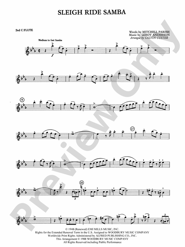 Sleigh Ride Samba: 2nd Flute: 2nd Flute Part - Digital Sheet Music Download