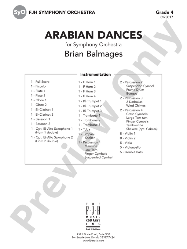 Arabian Dances: Full Orchestra Conductor Score & Parts: Brian Balmages ...