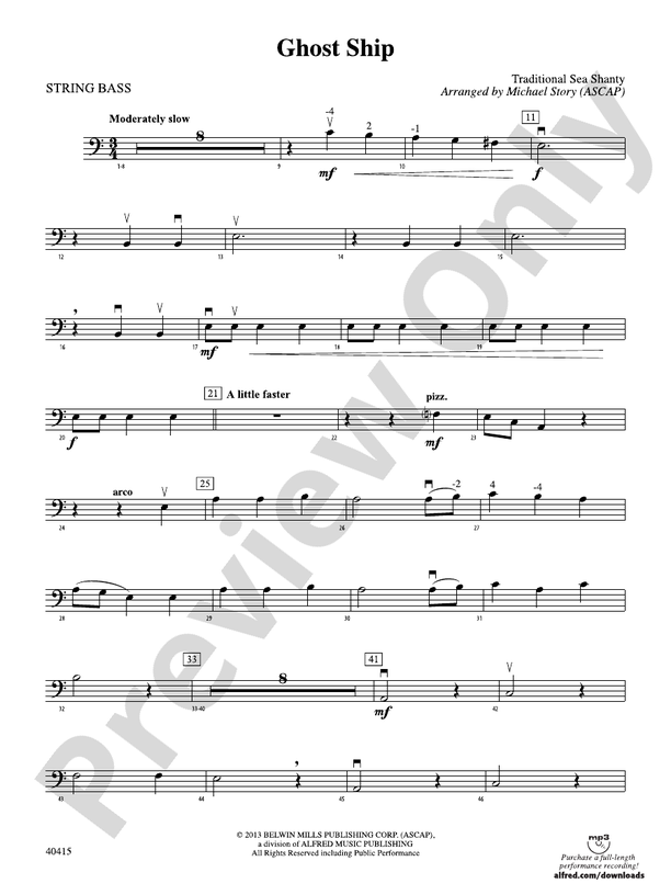 Ghost Ship: String Bass: String Bass Part - Digital Sheet Music Download