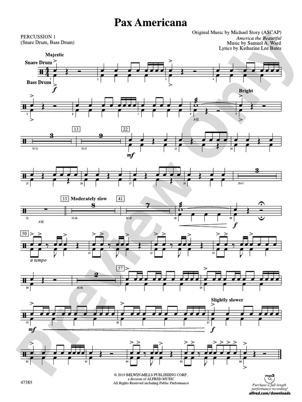 Pax Americana: 1st Percussion: 1st Percussion Part - Digital Sheet ...
