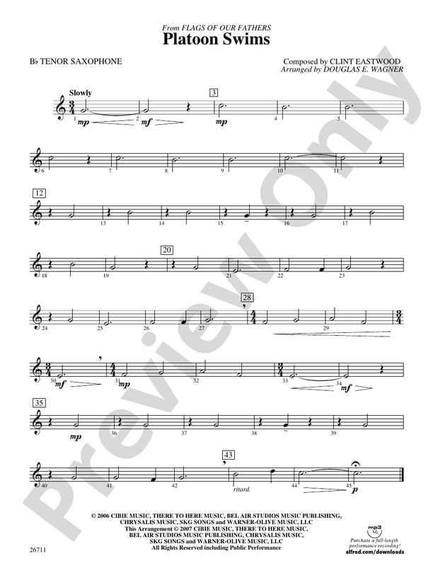 Platoon Swims: B-flat Tenor Saxophone: B-flat Tenor Saxophone Part ...