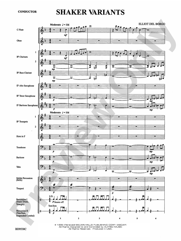 Shaker Variants: Score: Concert Band Score - Digital Sheet Music Download