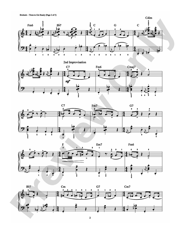 Three to Get Ready: Piano: Dave Brubeck - Digital Sheet Music Download