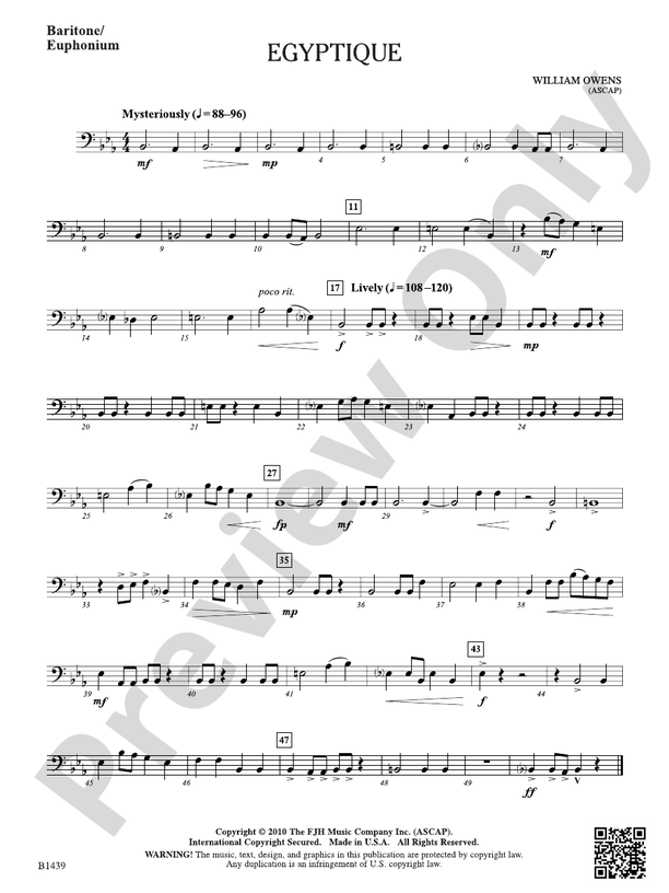 Egyptique: Baritone/Euphonium: Baritone/Euphonium Part: William Owens ...