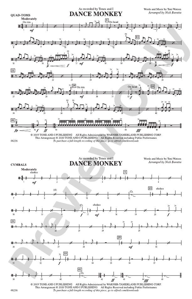 Dance Monkey: Quad-Toms: Quad-Toms Part - Digital Sheet Music Download