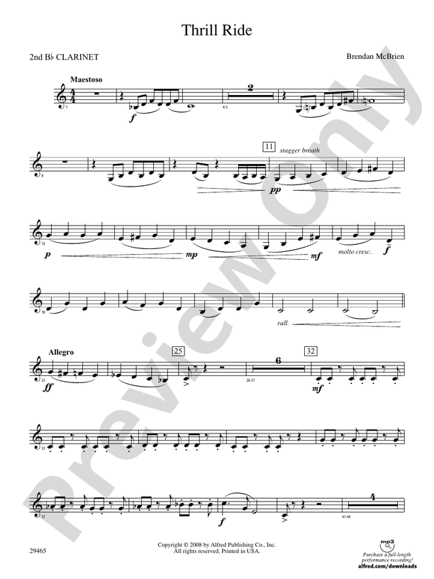 Thrill Ride: 2nd B-flat Clarinet: 2nd B-flat Clarinet Part - Digital ...