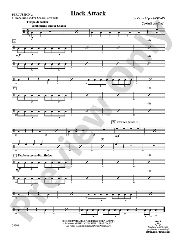 Hack Attack: 2nd Percussion: 2nd Percussion Part - Digital Sheet Music ...