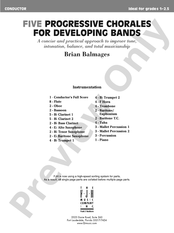 Five Progressive Chorales for Developing Bands: Concert Band Conductor ...