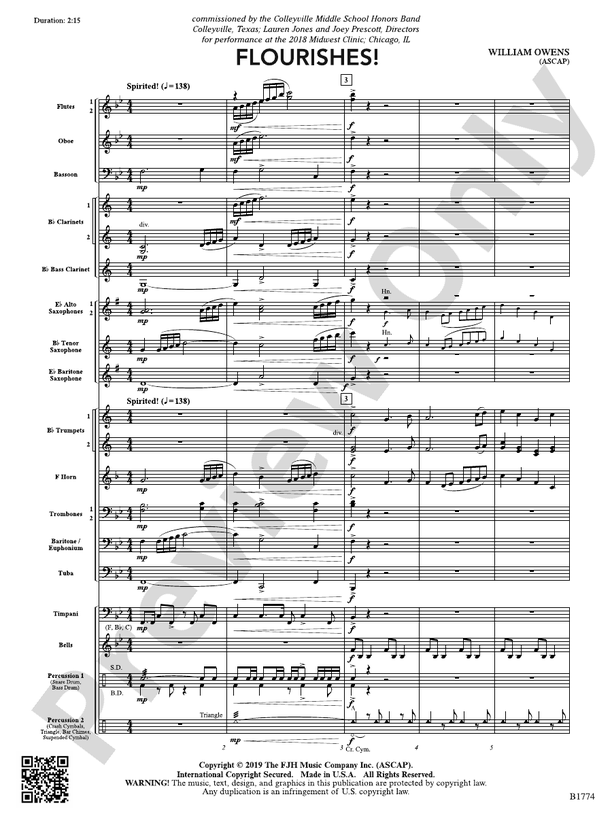 Flourishes!: Score: Concert Band Score: William Owens - Digital Sheet ...