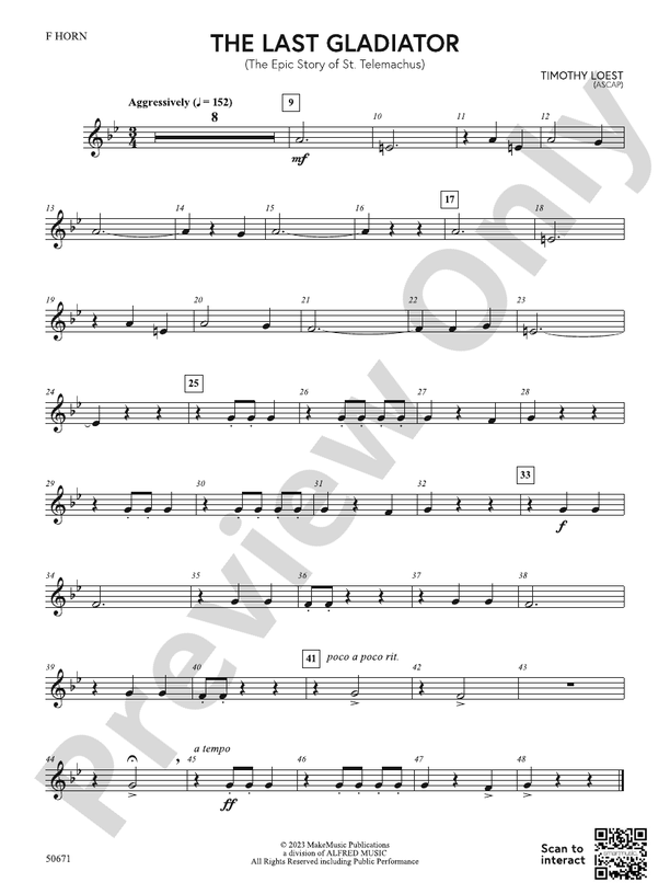 The Last Gladiator: 1st F Horn: 1st F Horn Part - Digital Sheet Music ...