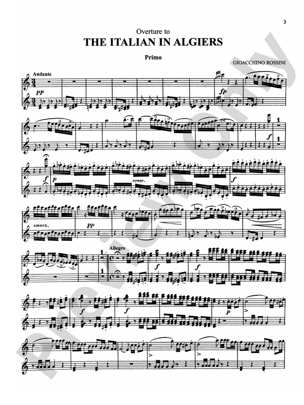 Rossini: Opera Overtures (Arranged): The Italian in Algiers Part ...