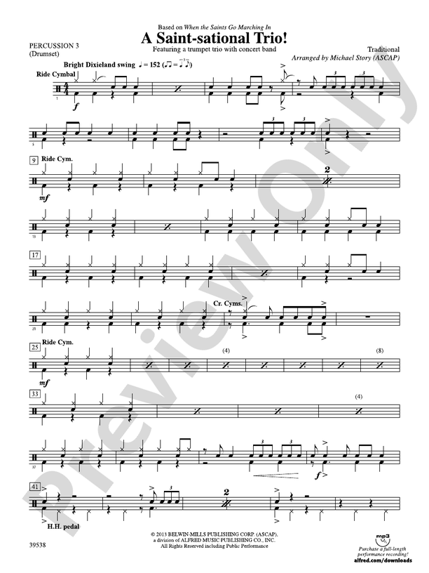 A Saint-sational Trio!: 3rd Percussion: 3rd Percussion Part - Digital Sheet Music Download