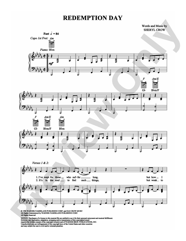 Redemption Day: Piano/Vocal/Chords: Sheryl Crow - Digital Sheet Music ...