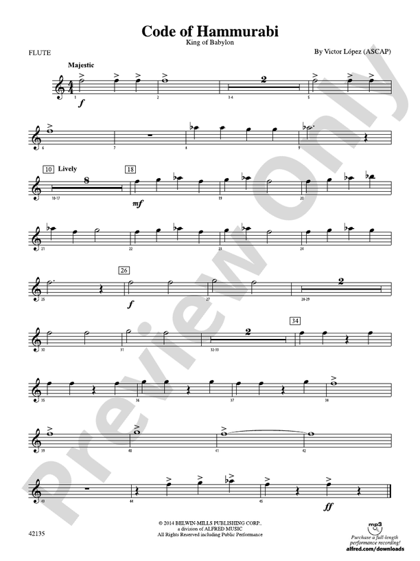 Code of Hammurabi: Flute: Flute Part - Digital Sheet Music Download