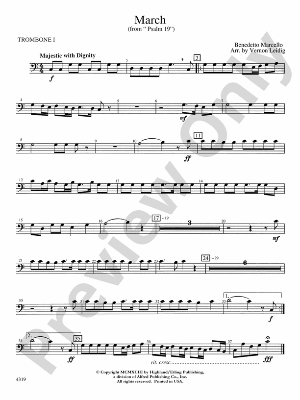 March from "Psalm 19": 1st Trombone: 1st Trombone Part - Digital Sheet ...