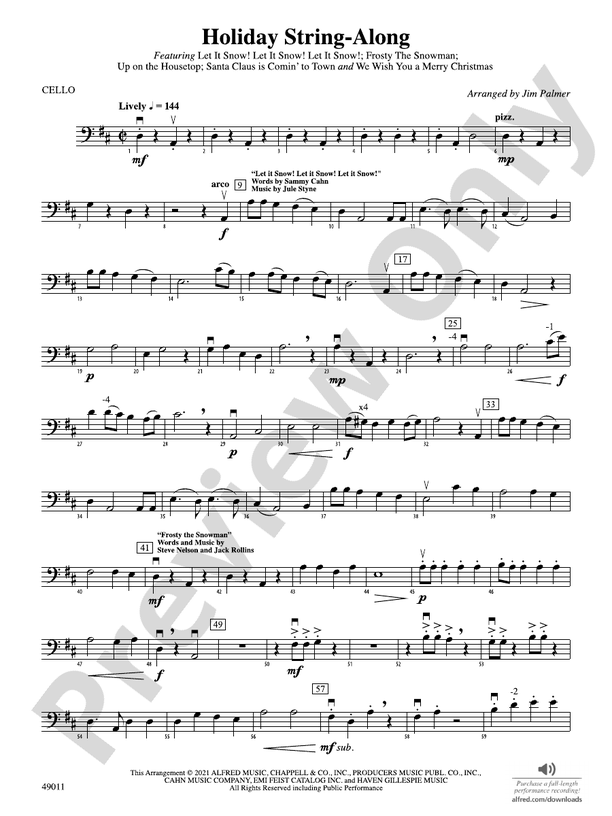 Holiday String-Along: Cello: Cello Part - Digital Sheet Music Download