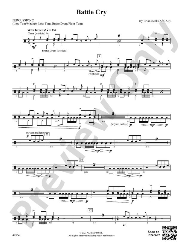 Battle Cry: 2nd Percussion: 2nd Percussion Part - Digital Sheet Music ...