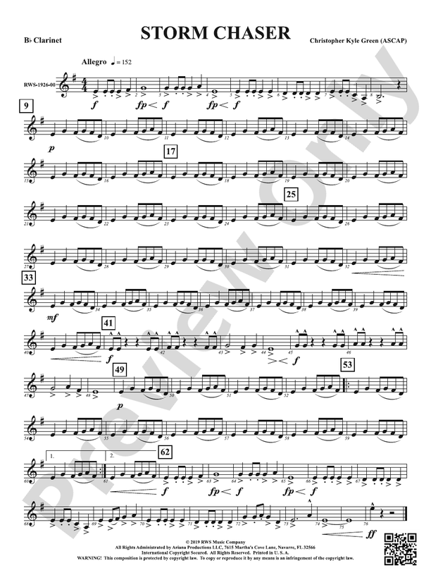Storm Chaser: 1st B-flat Clarinet: 1st B-flat Clarinet Part ...
