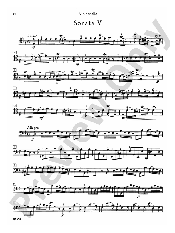 Vivaldi: Six Sonatas for Cello and Basso Continuo: Sonata No. 5, E Minor (Cello I) Part ...