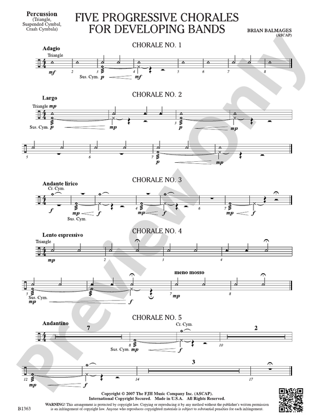 Five Progressive Chorales for Developing Bands: Percussion: Percussion ...