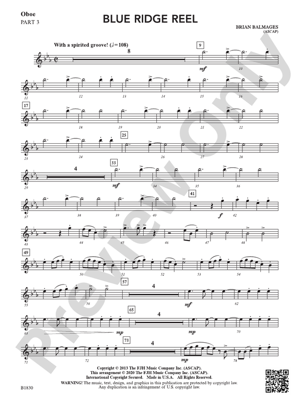 Blue Ridge Reel: Part 3 Oboe: Part 3 Oboe Part: Brian Balmages ...