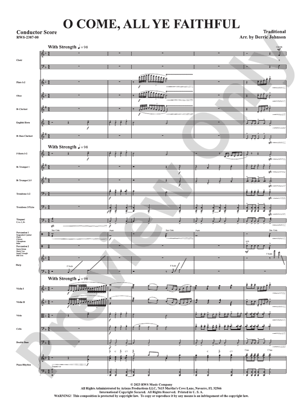 O Come, All Ye Faithful: Full Orchestra Conductor Score & Parts ...