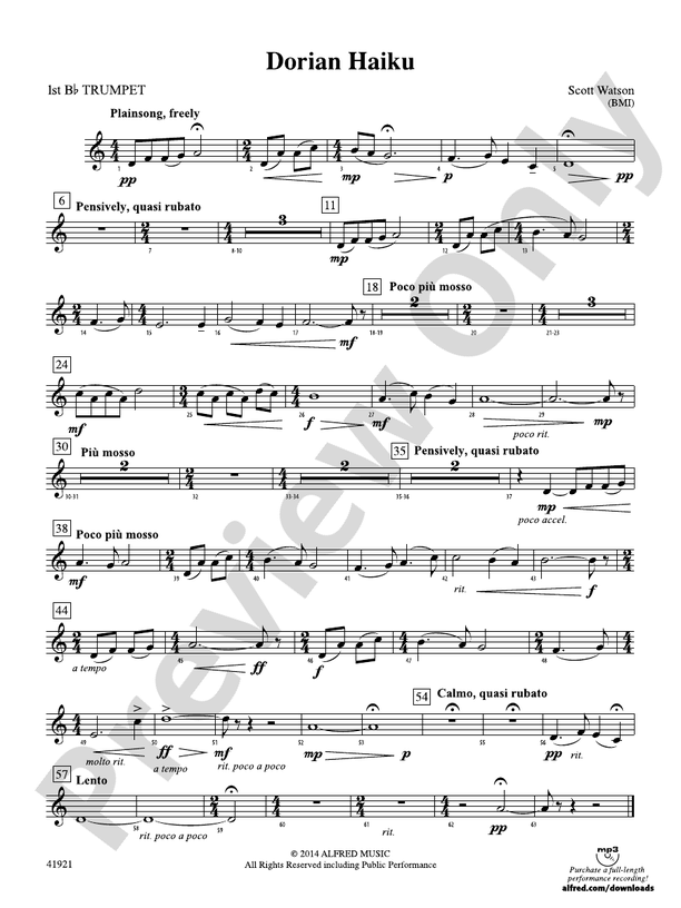 Dorian Haiku: 1st B-flat Trumpet: 1st B-flat Trumpet Part - Digital ...