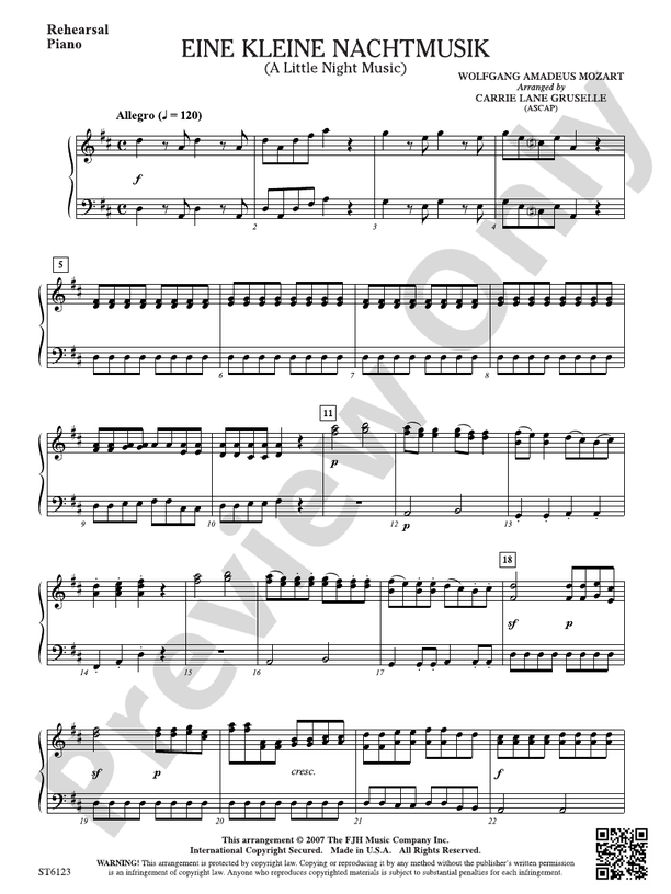 Eine Kleine Nachtmusik (A Little Night Music): Rehearsal Piano ...