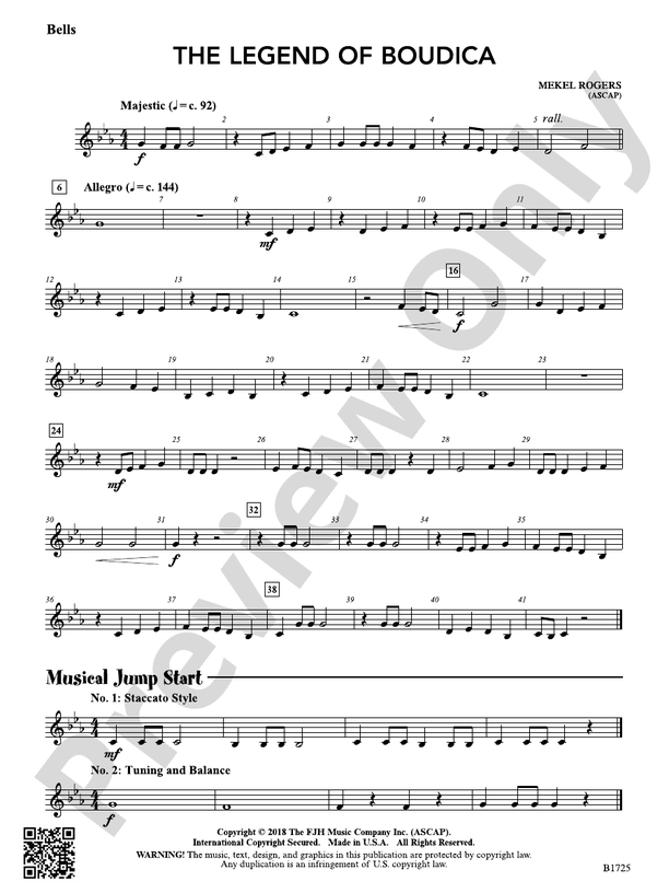 The Legend of Boudica: Bells: Bells Part: Mekel Rogers - Digital Sheet Music Download