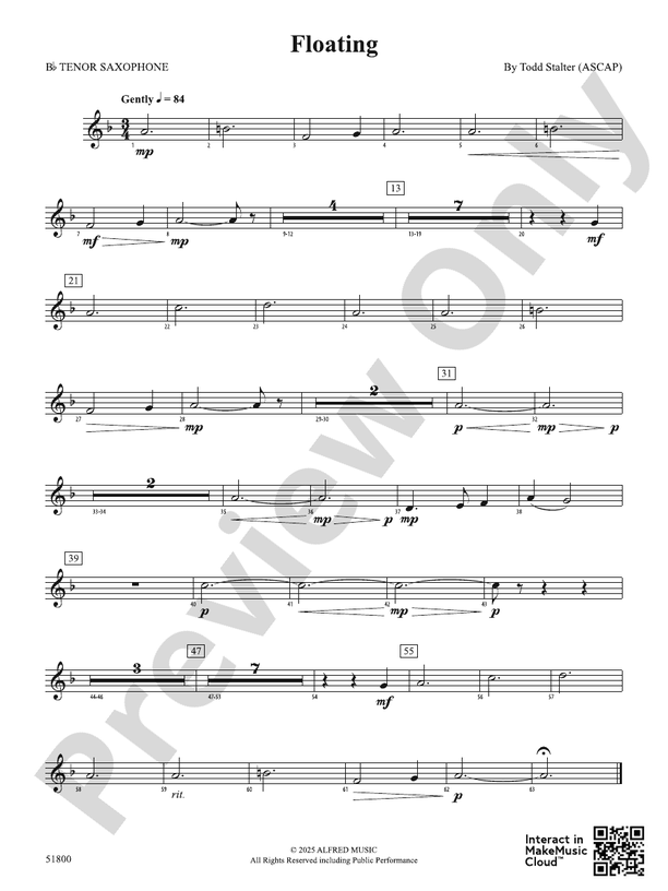 Floating: B-flat Tenor Saxophone: B-flat Tenor Saxophone Part - Digital ...