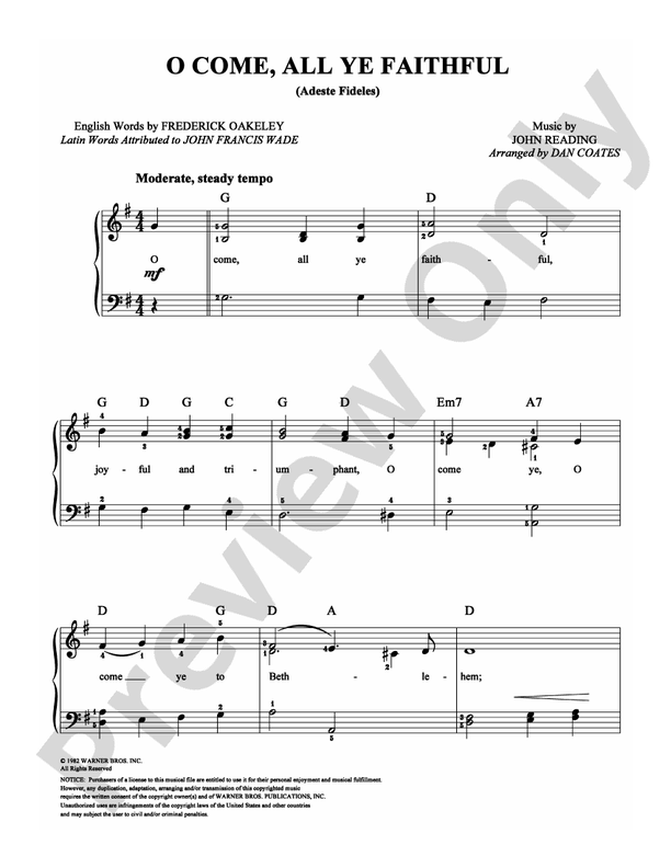 O Come, All Ye Faithful (Adeste Fideles): Easy Piano: John Reading - Digital Sheet Music Download