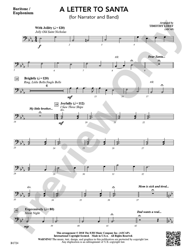 A Letter to Santa: Baritone / Euphonium: Baritone / Euphonium Part ...