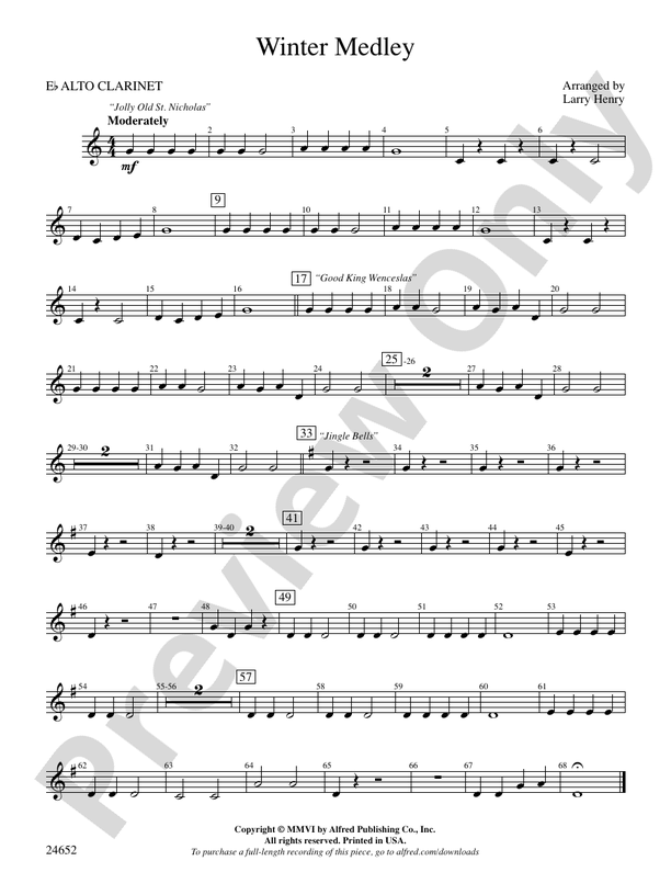 Winter Medley: E-flat Alto Clarinet: E-flat Alto Clarinet Part ...