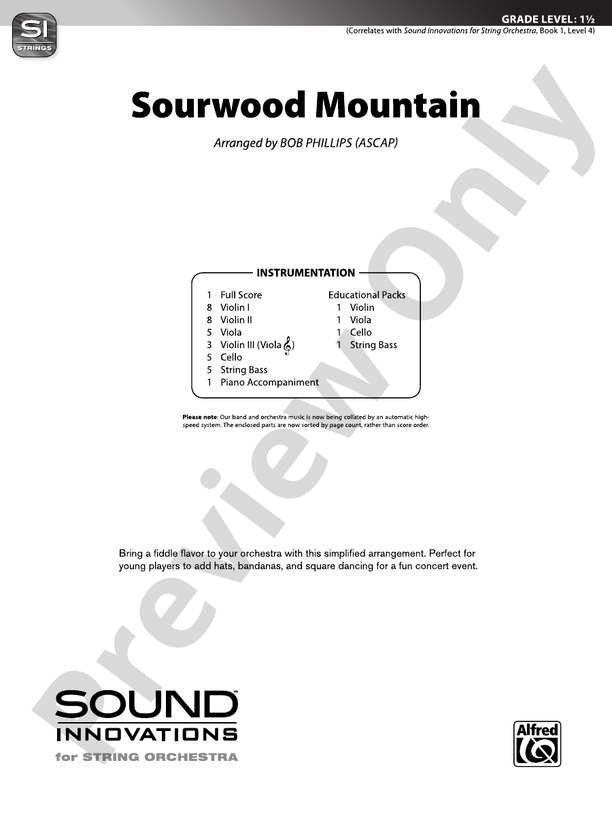 Sourwood Mountain: Score: String Orchestra Score - Digital Sheet Music ...