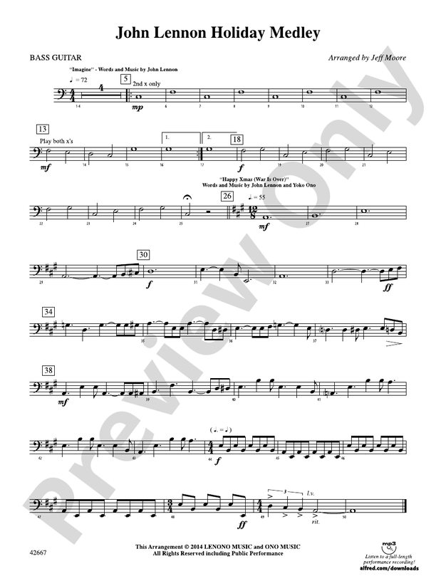 John Lennon Holiday Medley: String Bass: String Bass Part - Digital ...