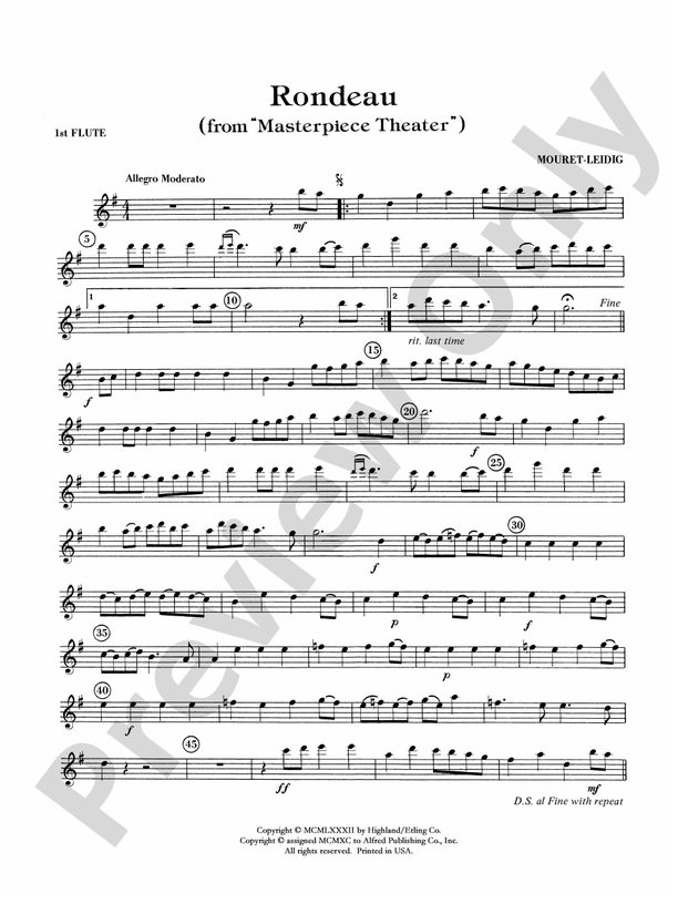 Rondeau (Theme from Masterpiece Theatre): Flute: Flute Part - Digital ...