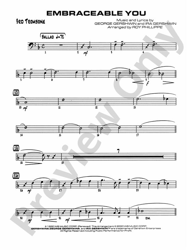 Embraceable You: 3rd Trombone: 3rd Trombone Part - Digital Sheet Music Download