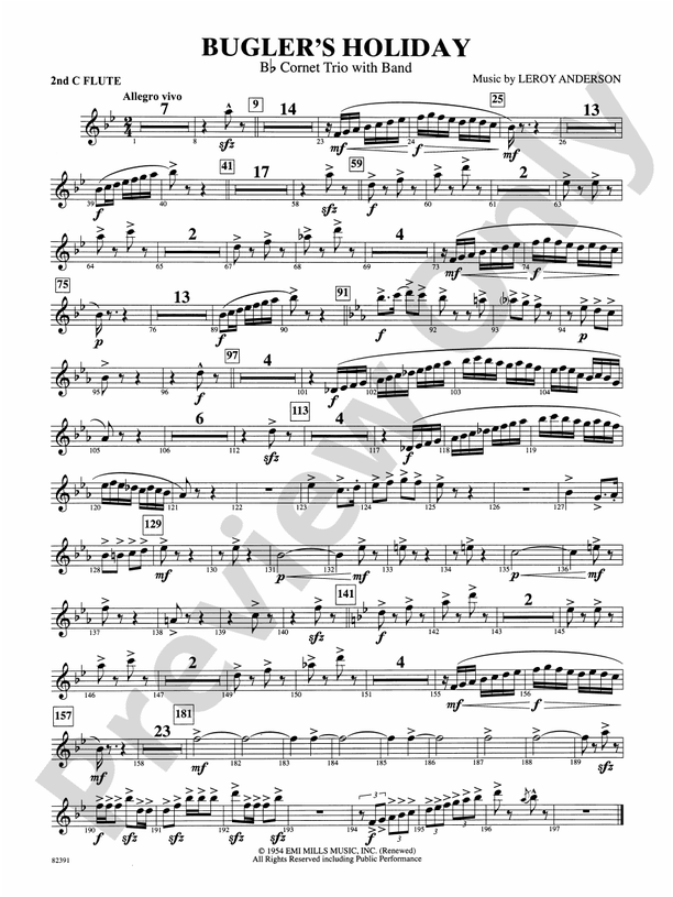 Bugler's Holiday (with Cornet Trio): 2nd Flute: 2nd Flute Part - Digital Sheet Music Download