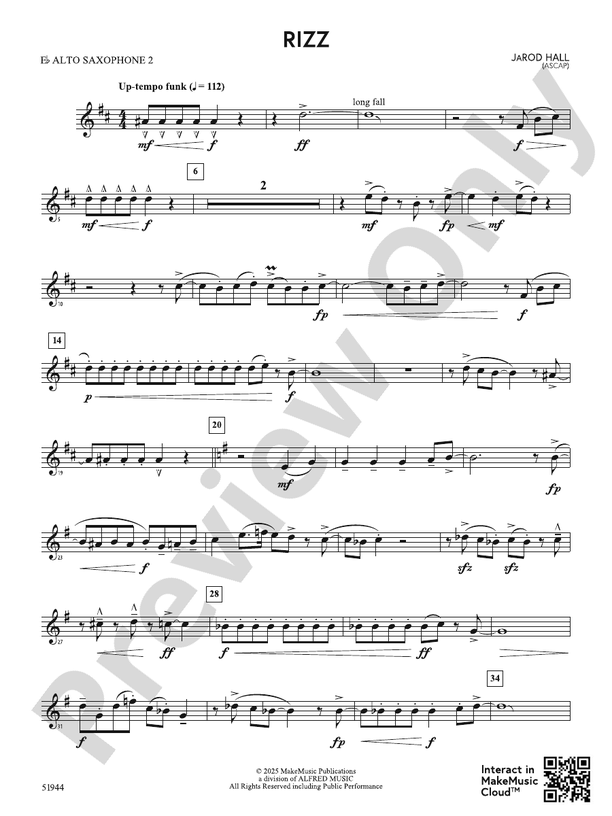 Rizz: 2nd E-flat Alto Saxophone: 2nd E-flat Alto Saxophone Part ...