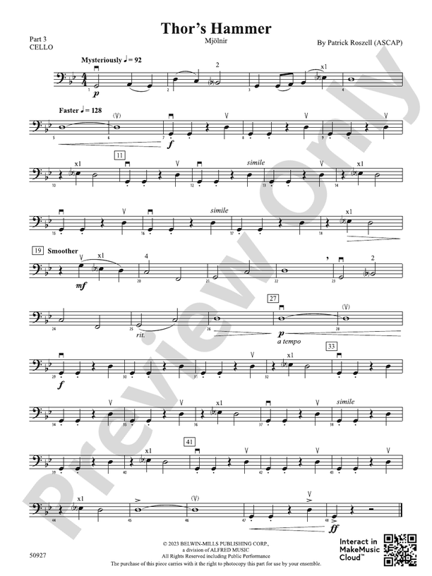 Thor's Hammer: Part 3 - Cello: Part 3 - Cello Part - Digital Sheet ...