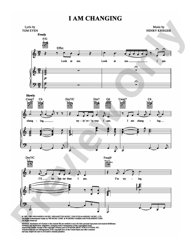 I Am Changing: Piano/Vocal/Chords: Henry Krieger - Digital Sheet Music Download